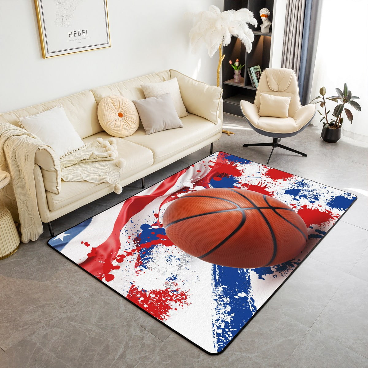 YST Boys Basketball Carpet Sports Theme Area Rug For Kids Boys Teens ...