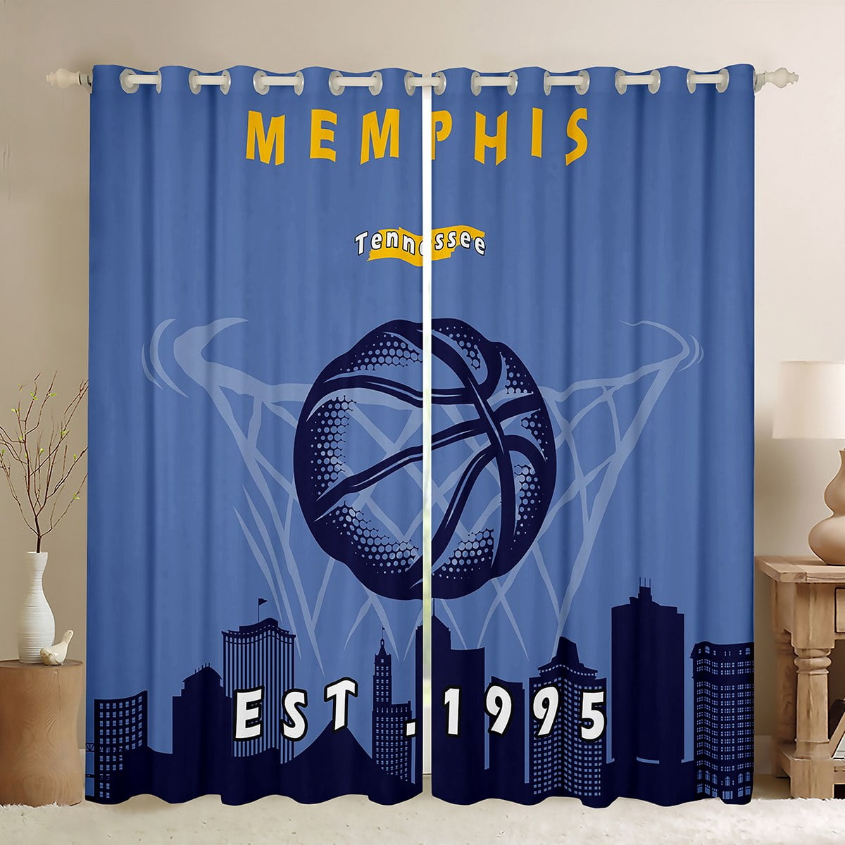 Basketball Curtains 38x54 inch, 30%-50% Blackout Curtains for Team ...