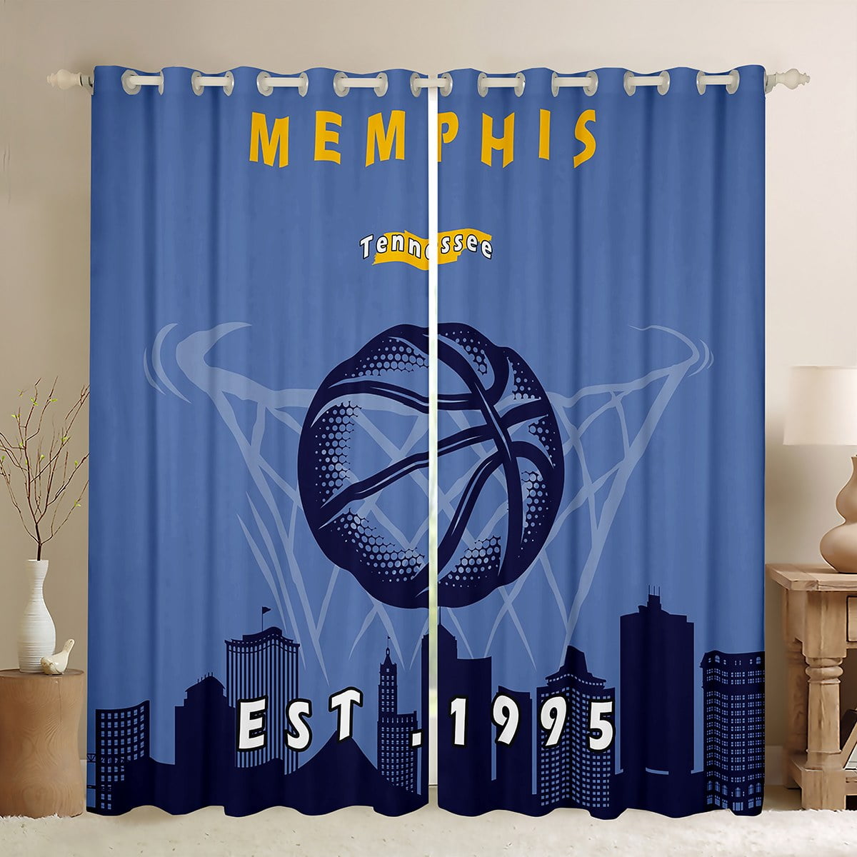 YST Boys Basketball Curtains 52x63 inch,Kids Blackout Curtains for Team ...
