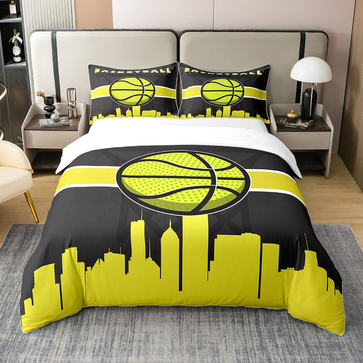 YST Boys Basketball Duvet Cover Full 100% Cotton Kids Sport Bedding Set ...