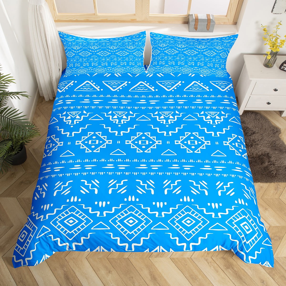 Erosebridal Blue Boho Bedding Set Queen Tribal Western Aztec Comforter ...