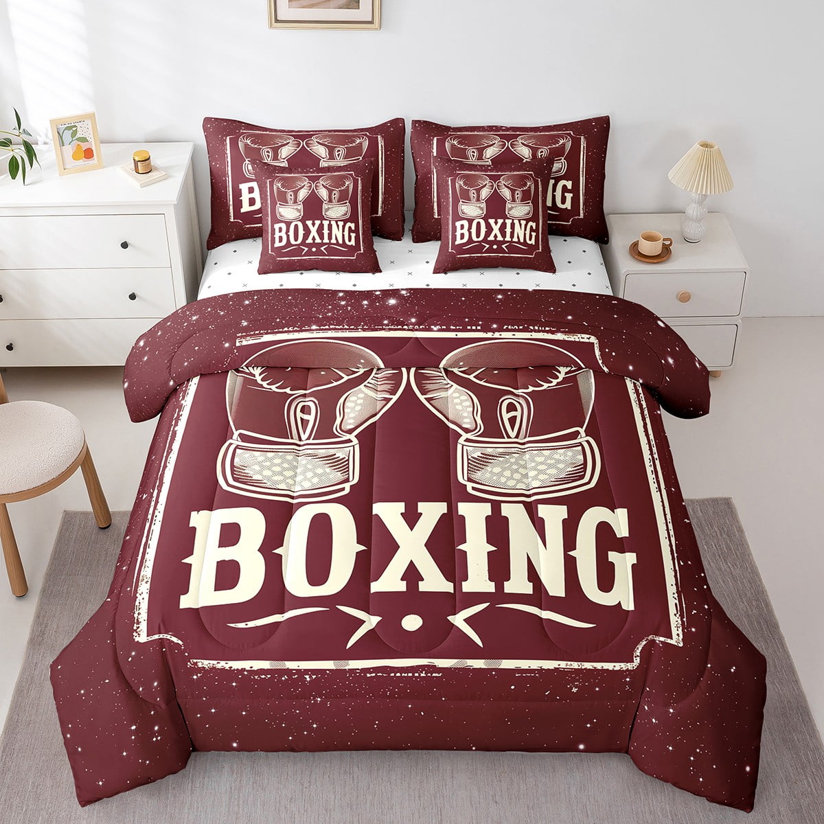 YST Boys Boxing Comforter Set Full Size Boxing Gloves Bed In A Bag ...