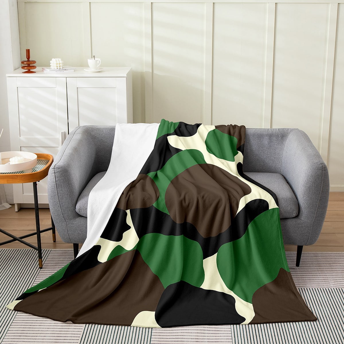 Camouflage Blanket For Adult Teens Green Camo Throw Blanket Army ...