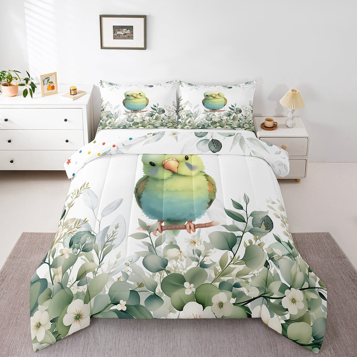 Cartoon Animal Twin Bedding Sets Kawaii Bird Comforter Set, Wild Animal ...