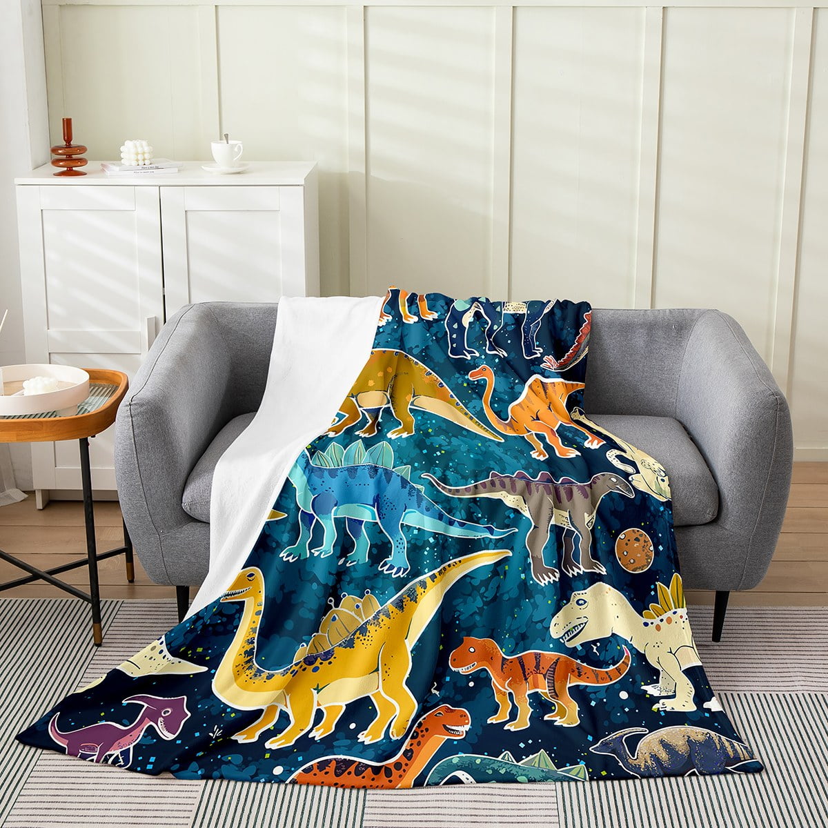YST Boys Colorful Dinosaur Fleece Blanket 40x50,Cartoon Dino Blanket ...