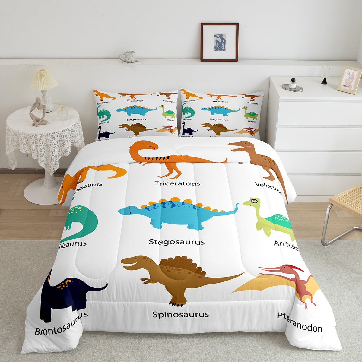 YST Boys Comforter Set,Dino Queen Size Bedding Set,Dinosaur,Set of Ancient Dinosaur Bedding ...