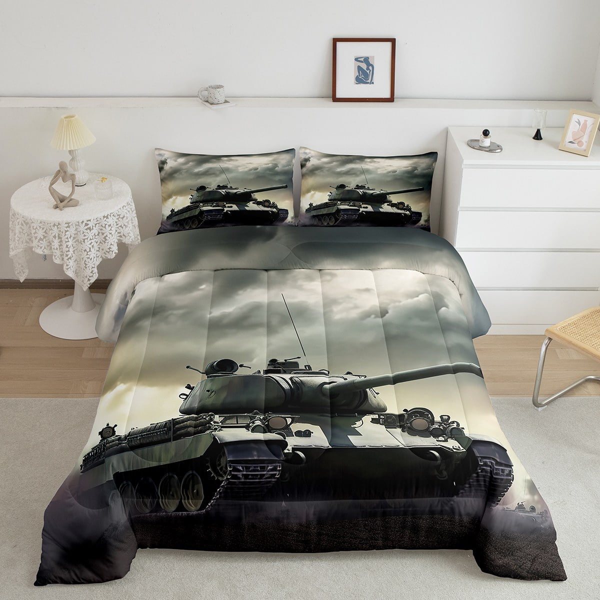Erosebridal Comforter Tank Bedding Comforter Sets King, World War Theme ...
