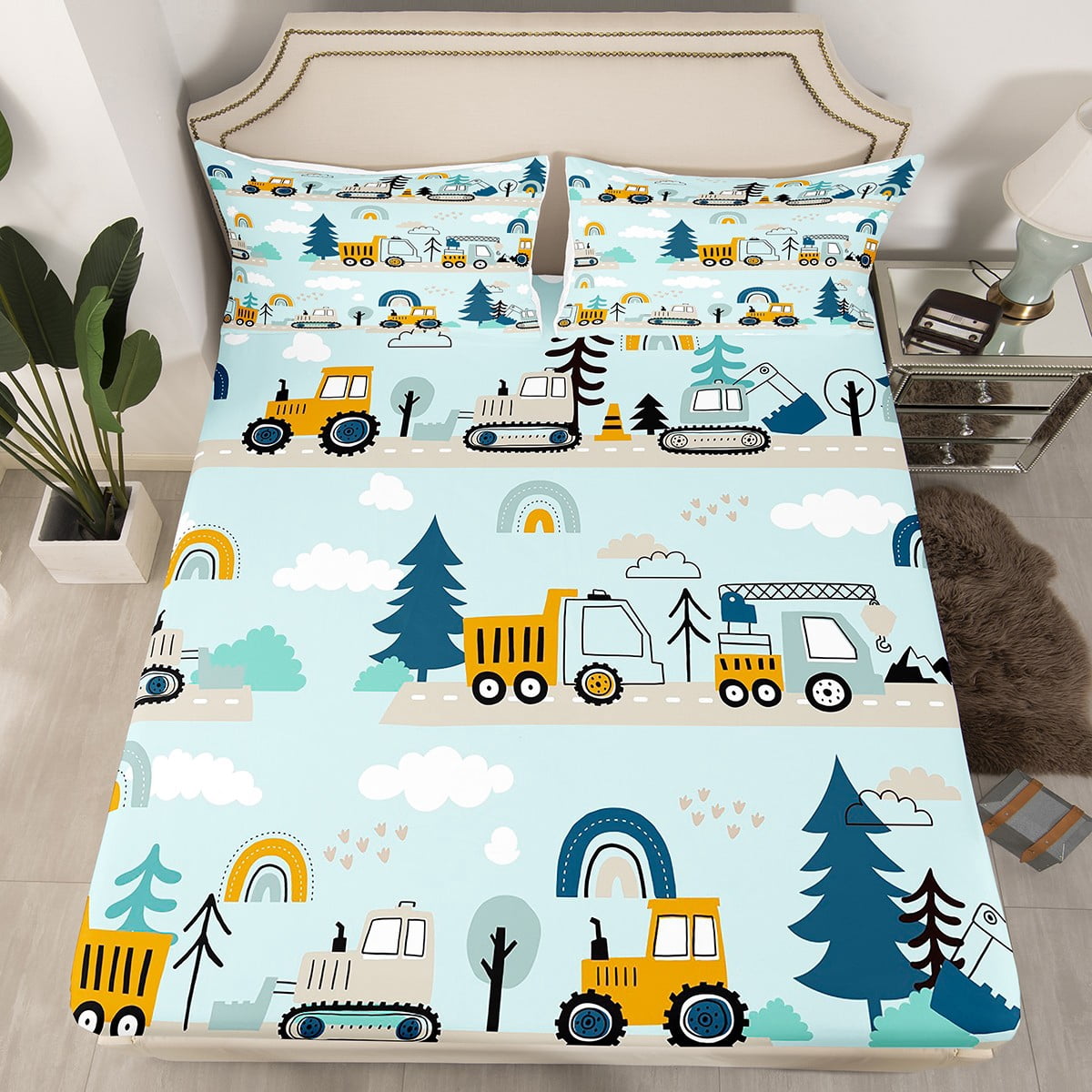 Erosebridal Construction Bedding Sets Twin Cartoon Truck Bed Sheets Car ...