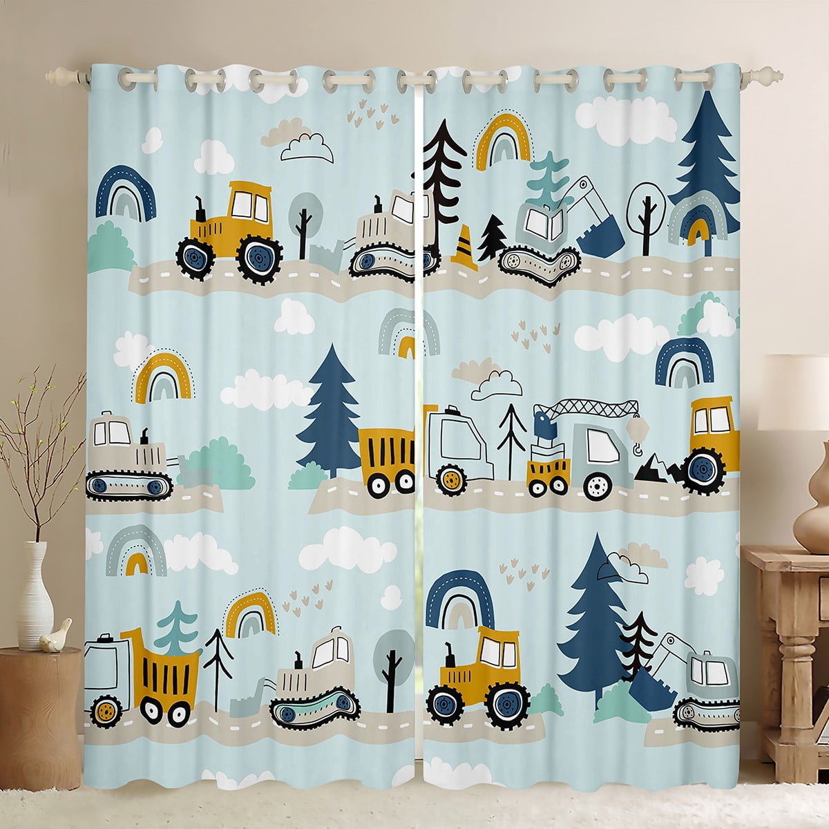 Erosebridal Construction Blackout Curtains 38"Wx45"L Cartoon Truck ...