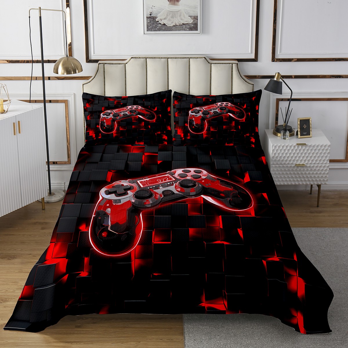 YST Boys Coverlet Set King Size Game Console Quilt Set for Kids Teen ...