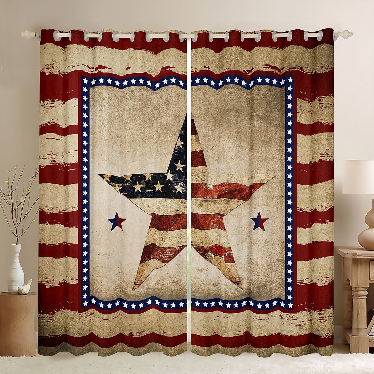 Curtains & Drapes American Flag 30%-50% Blackout Curtains,Usa ...