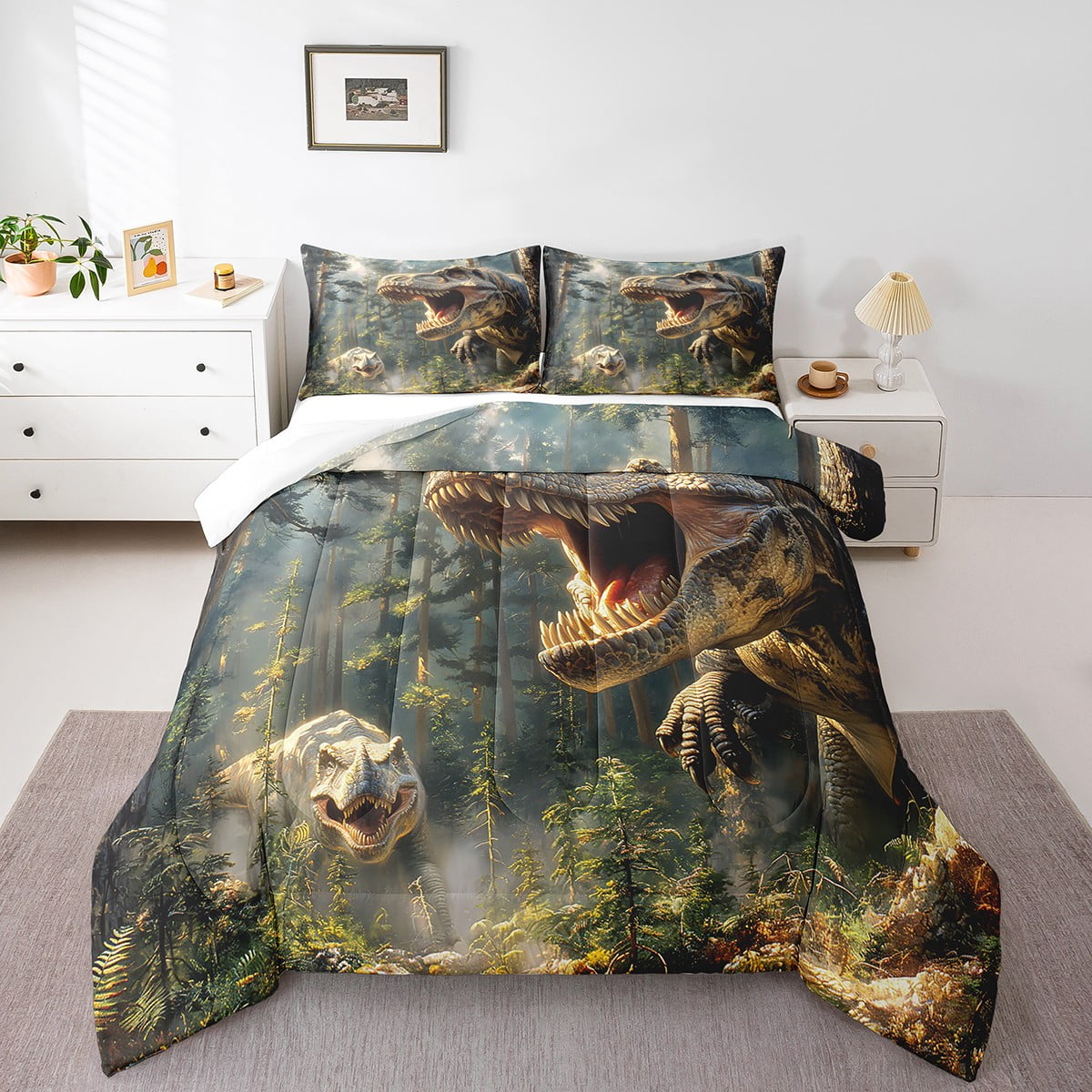 YST Boys Dinosaur Comforter Set Full Size,Kids Toddler Dino Bedding Set ...