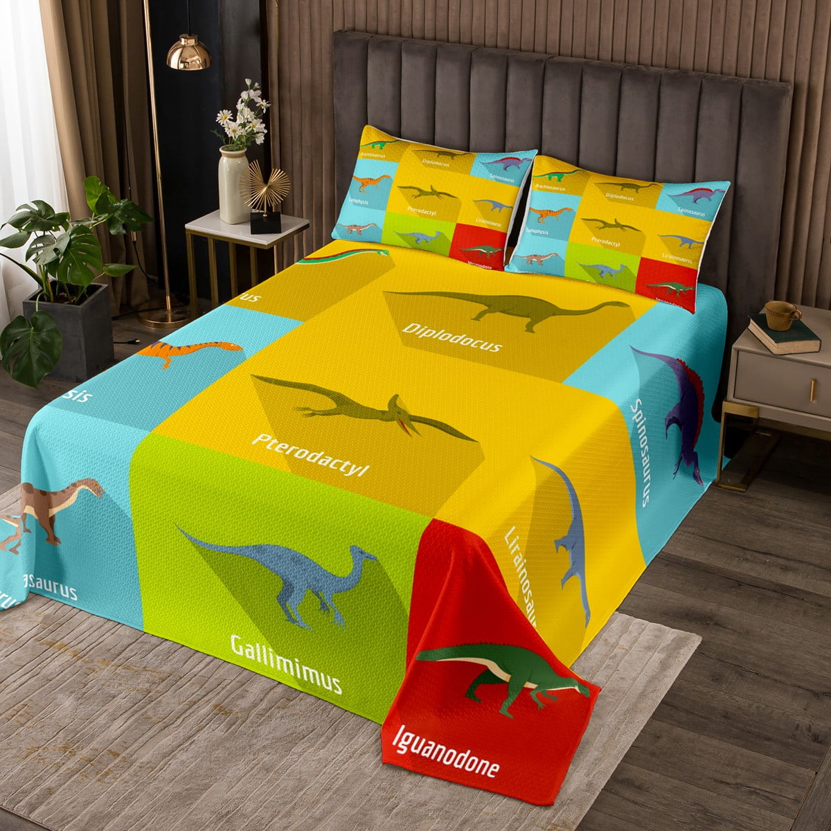 YST Boys Dinosaur Coverlet Set King,Dino Quilt Set for Girls,Set of ...