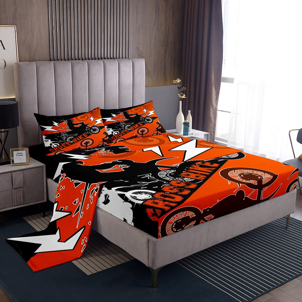 Erosebridal Dirt Bike Bed Sheets Twin Motocross Sheet Set Dirtbike Room ...