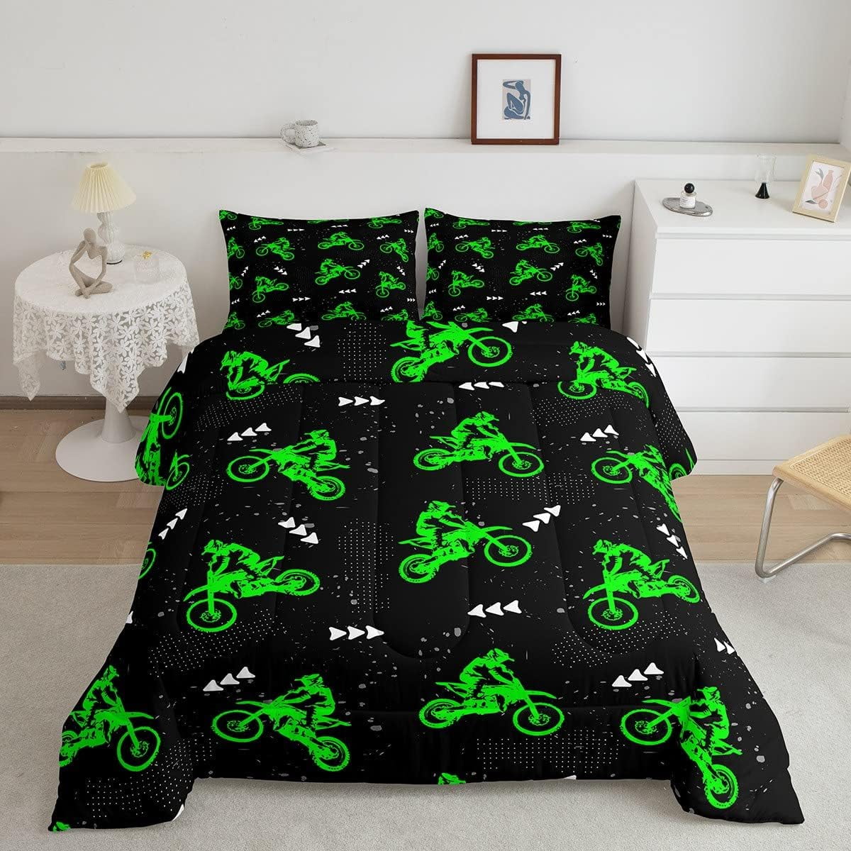 Dirt Bike Bedding Set Cool Sports Comforter Set Motocross Rider ...