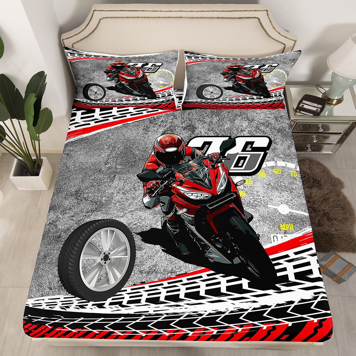 YST Boys Dirt Bike Bedding Set Queen Size,Motorcycle Extreme Sports ...