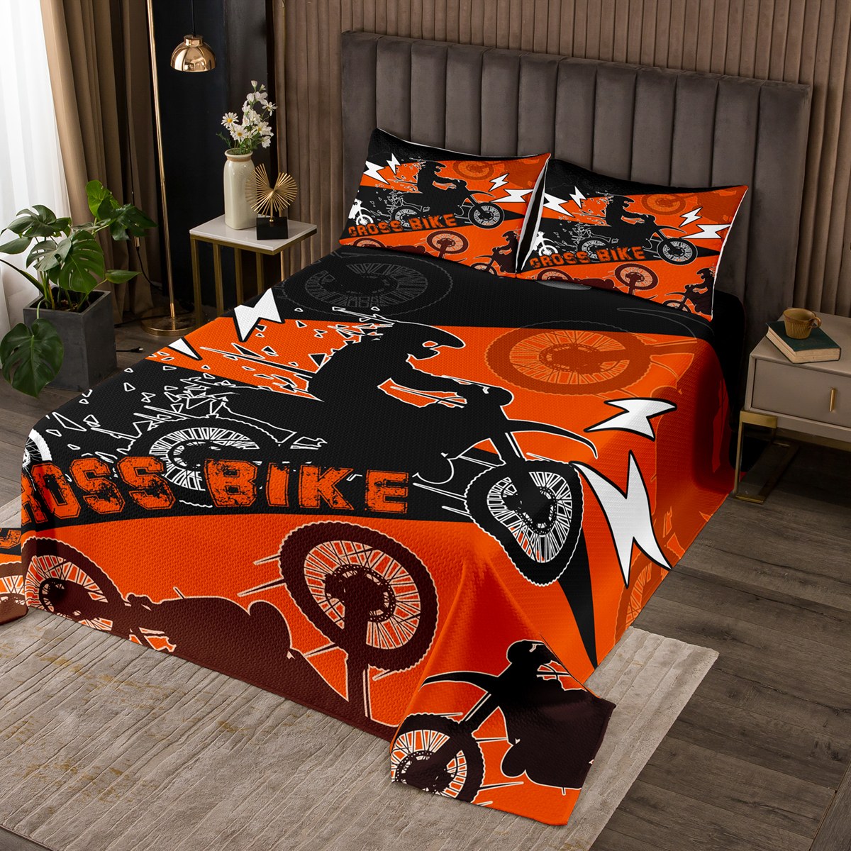 Erosebridal Dirt Bike Bedspread Set Twin Motocross Quilt Set Dirtbike ...