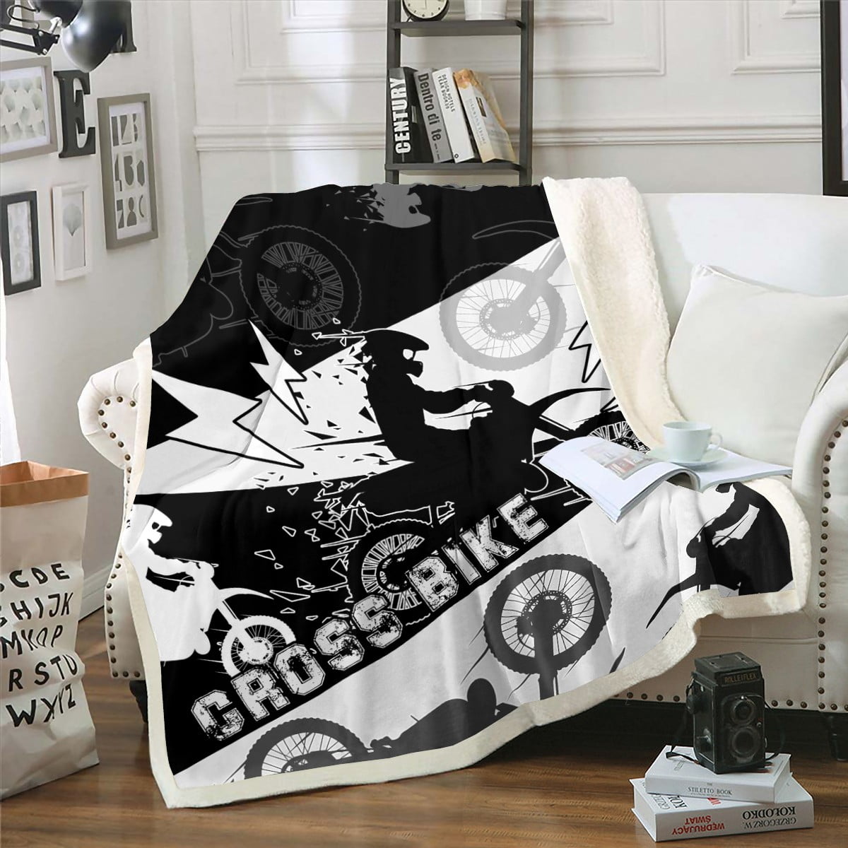 Dirt Bike Blanket Dirtbike Throw Blanket Motocross Sofa Bed Couch Decor ...