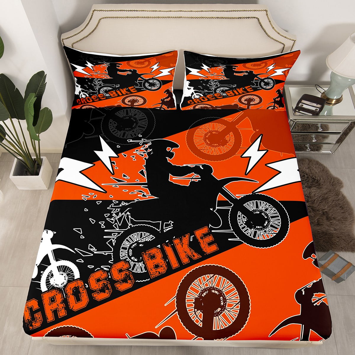 Dirt Bike Fitted Sheet Twin Motocross Bed Sheets Dirtbike Room Decor ...