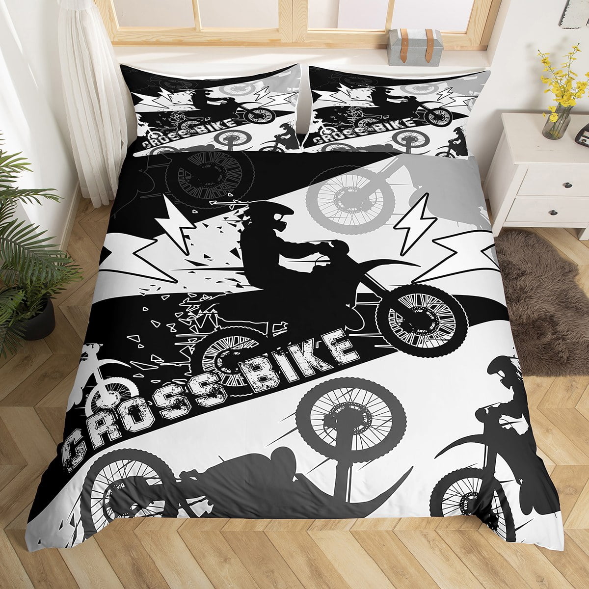Dirt Bike Full Size Duvet Cover Dirtbike Bedding Set Motocross Bedroom ...