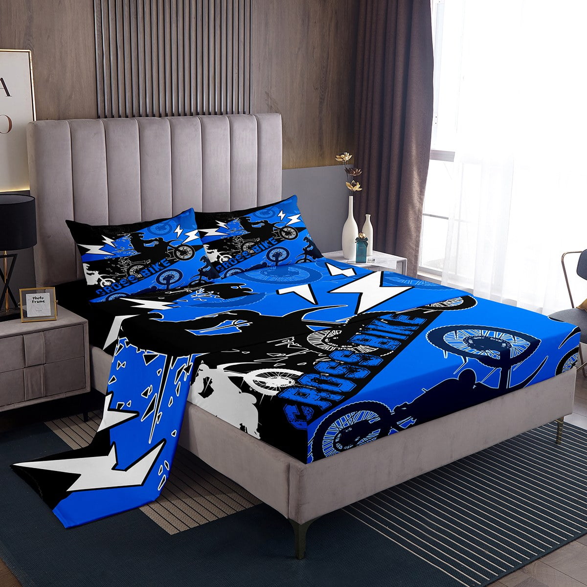 YST Boys Dirt Bike Sheet Set Queen Kids Motocross Bed Sheets Dirtbike ...