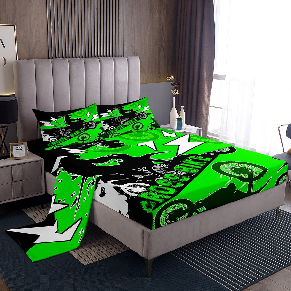 Erosebridal Dirt Bike Sheet Set Queen Motocross Bed Sheets Dirtbike ...