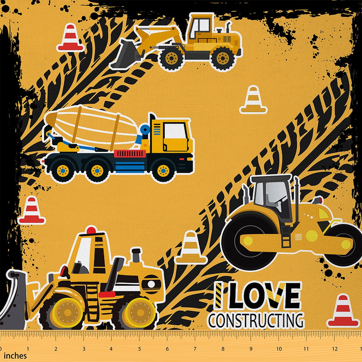 Erosebridal Excavator Upholstery Fabric by the Yard,Tractors Decorative ...