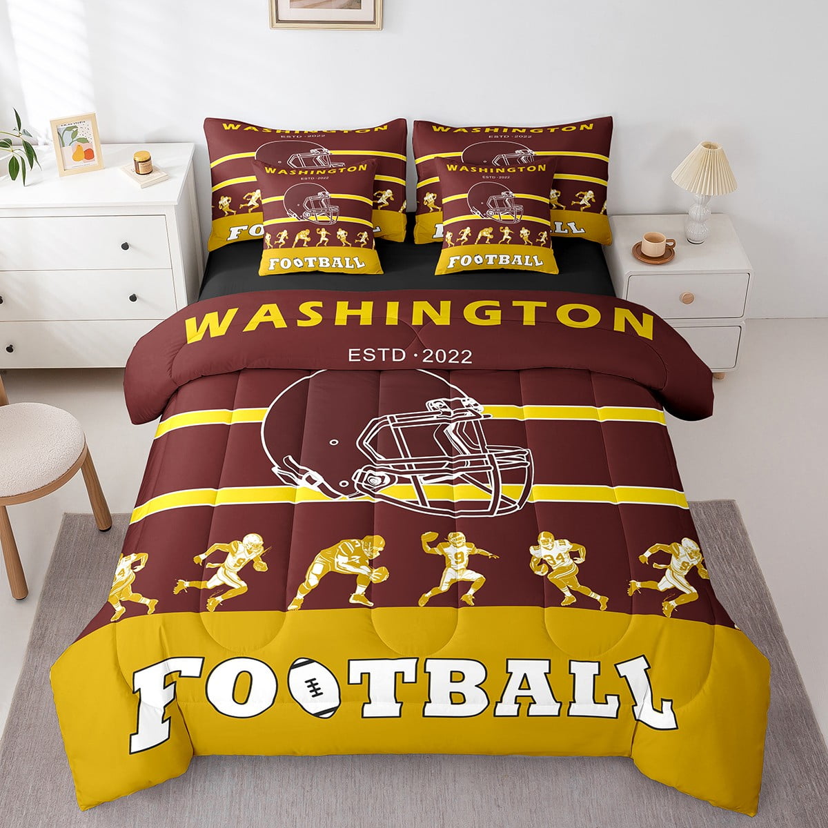 YST Boys Football 7 Piece Bedding Sets Football Comforter Bed in a Bag ...