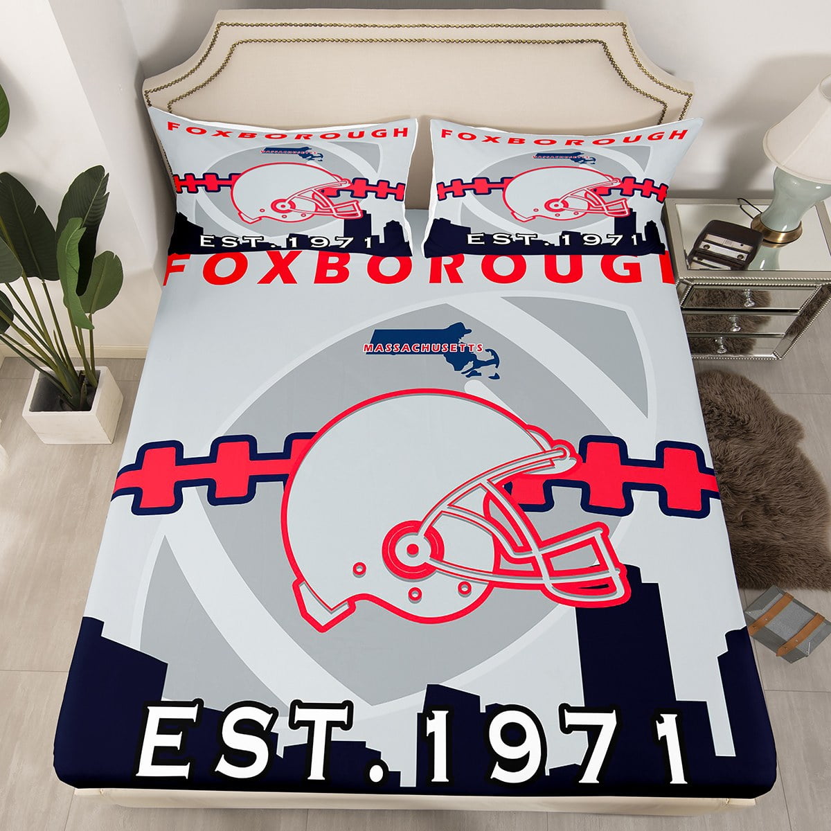 YST Boys Football Fitted Sheet for Kids Queen,Football Team Bed Sheets ...