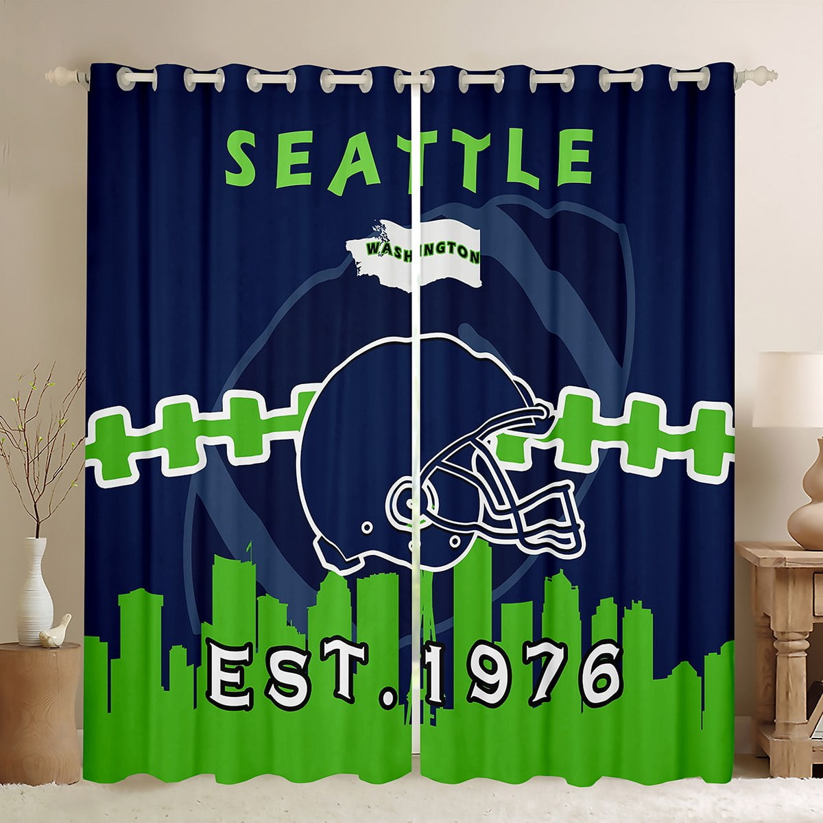 YST Boys Football Lovers Curtains 52x63 inch,Sports Blackout Curtains ...