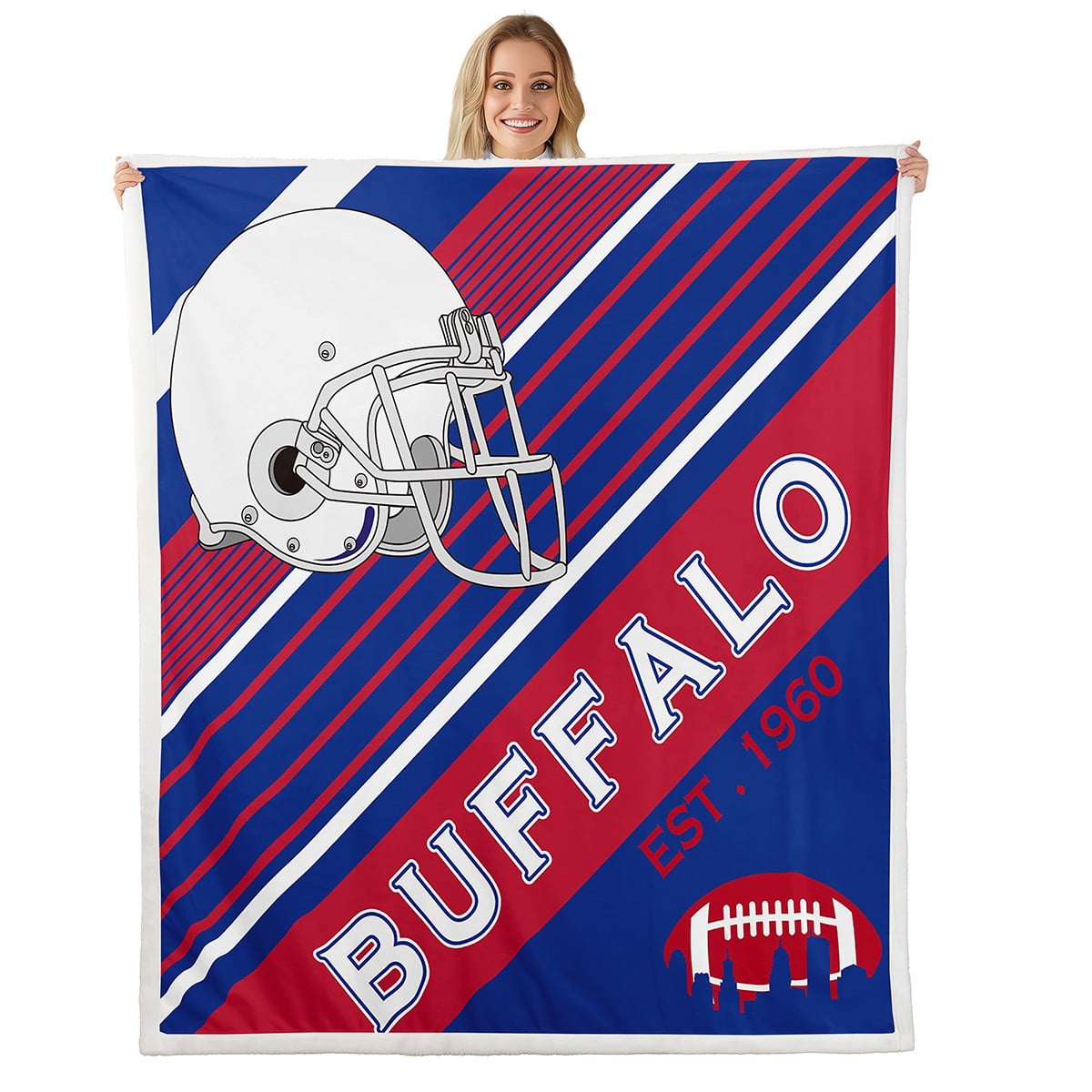 Fuzzy Blanket American Football Throw Blanket for Sofa Bedroom, Blue ...