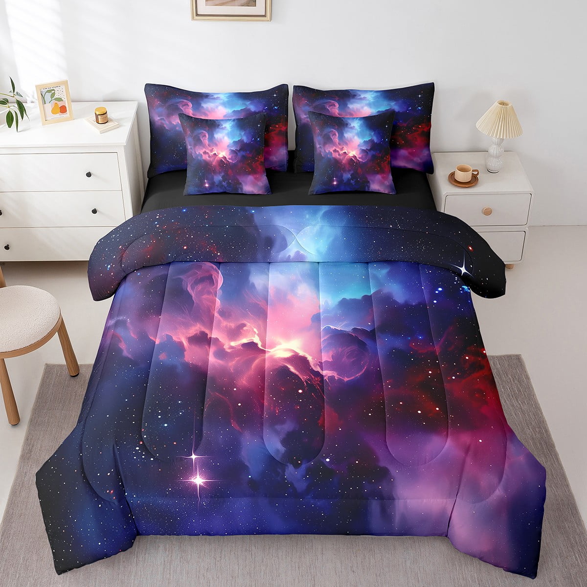 YST Boys Galaxy King Comforter Set Outer Space Bedding Set 7 Piece ...