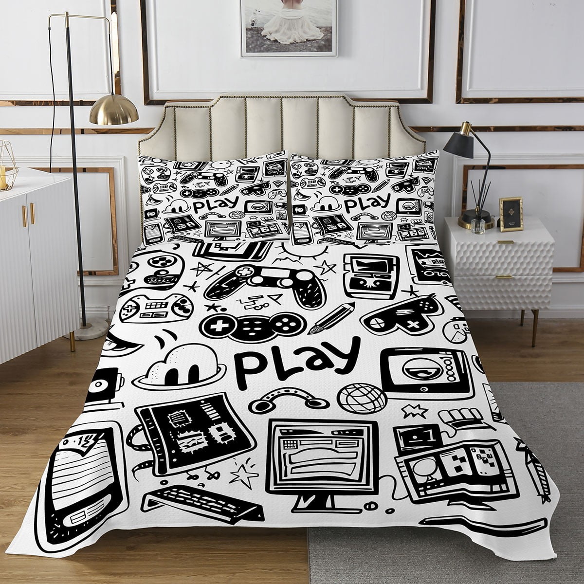YST Boys Gamer Quilt Set Queen, Gaming Bedspread Set For Kids, Video ...
