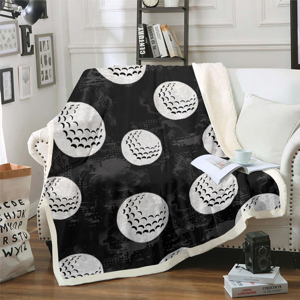 YST Boys Golf Blanket for Men Sports Throw Blanket for Bed, Black Grey ...