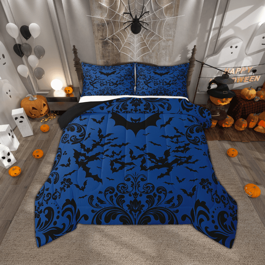 Erosebridal Halloween Bat Comforter Set Full Black Bats Bedding Comforter Sets Gothic Damask ...