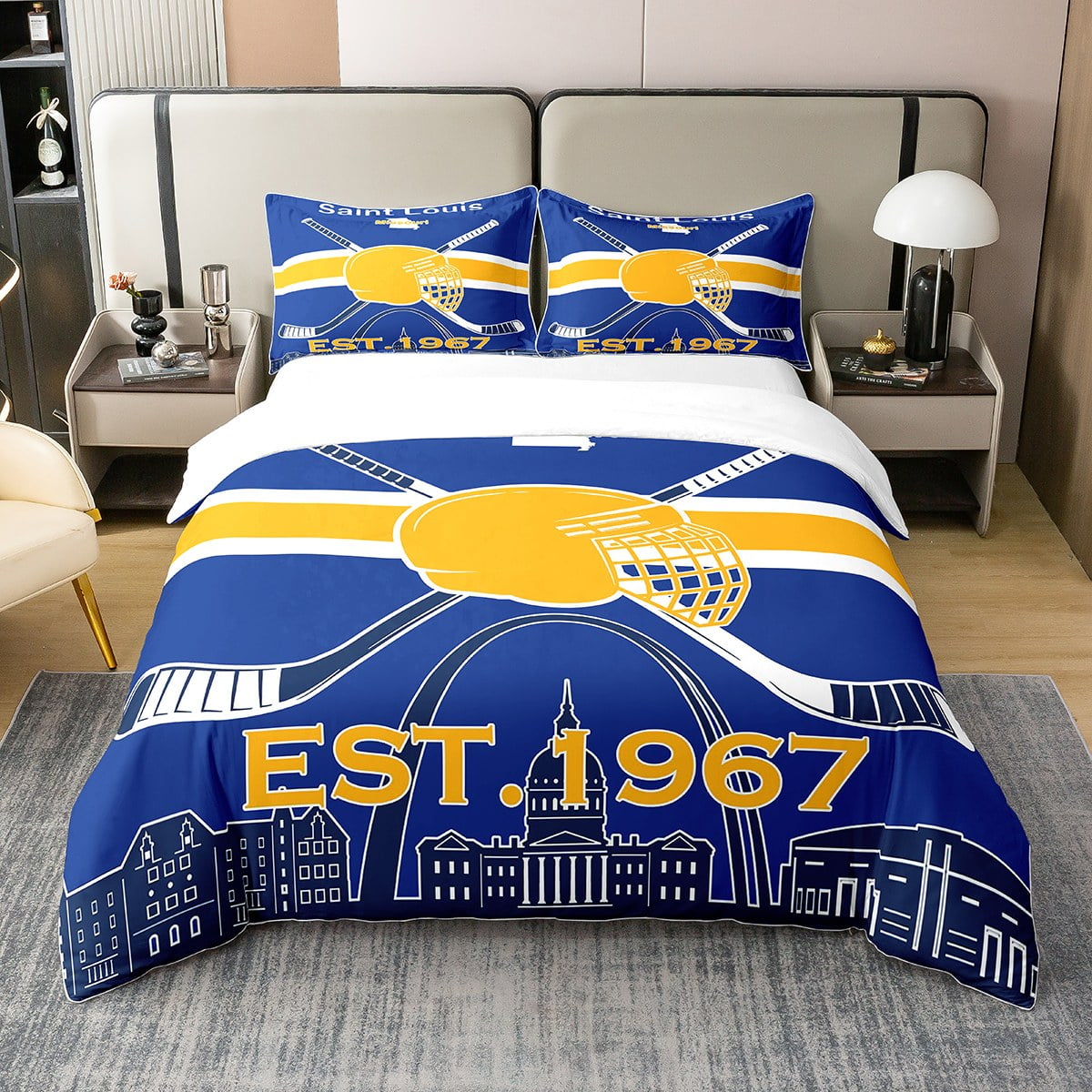 YST Boys Ice Hockey 100% Organic Cotton Duvet Cover,Hockey Players ...