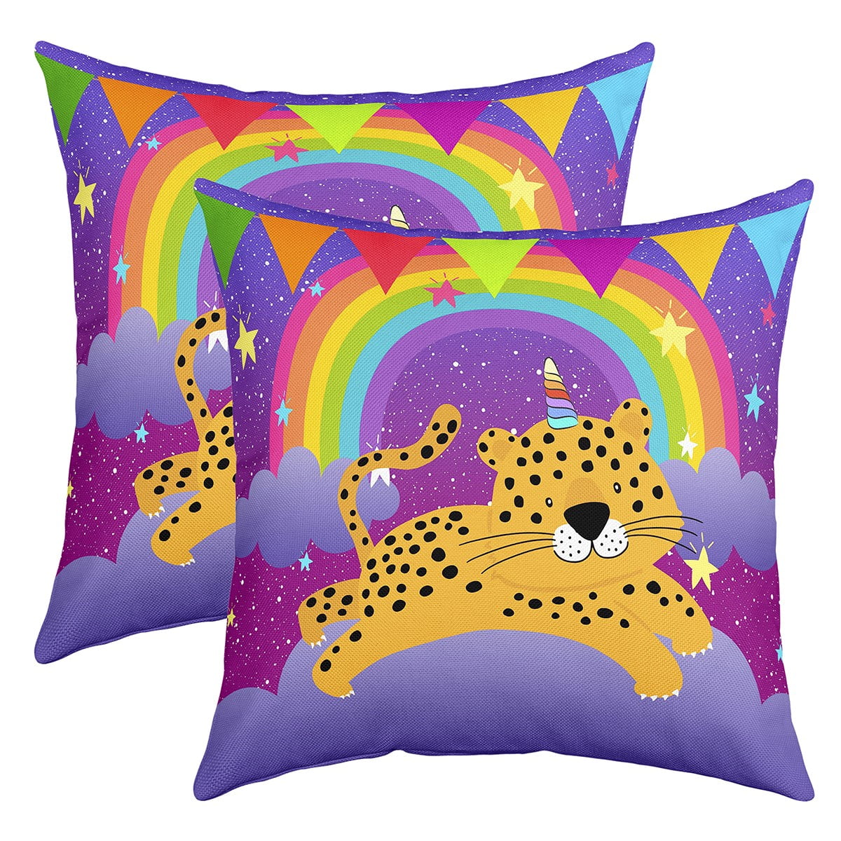 Leopard Square Pillow Cases 16x16 inch set of 2 Cushion Cases Cute ...