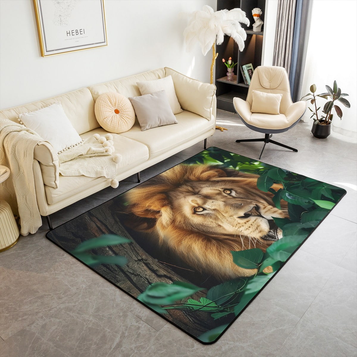 Erosebridal Lion Carpet 3x5 For Adults Men,Wild Brown Lion Area Rug ...
