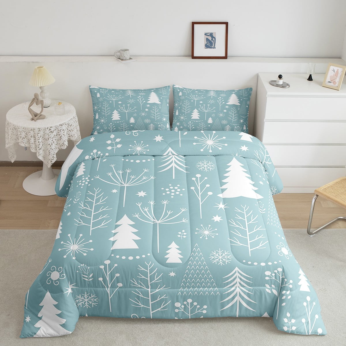 Merry Christmas Comforter Set,Cartoon Snowman Texas Star Queen Size ...