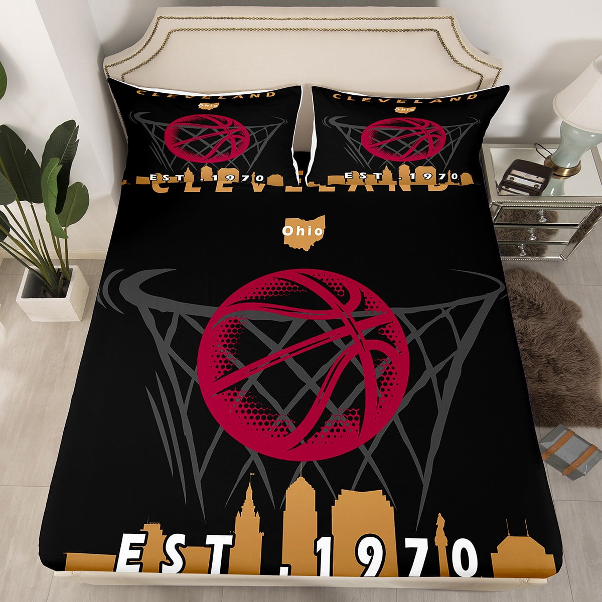 Queen Bed Sheets Basketball,Basketball Fitted Sheet Teens,Basketball Player Bed Set,Sports ...