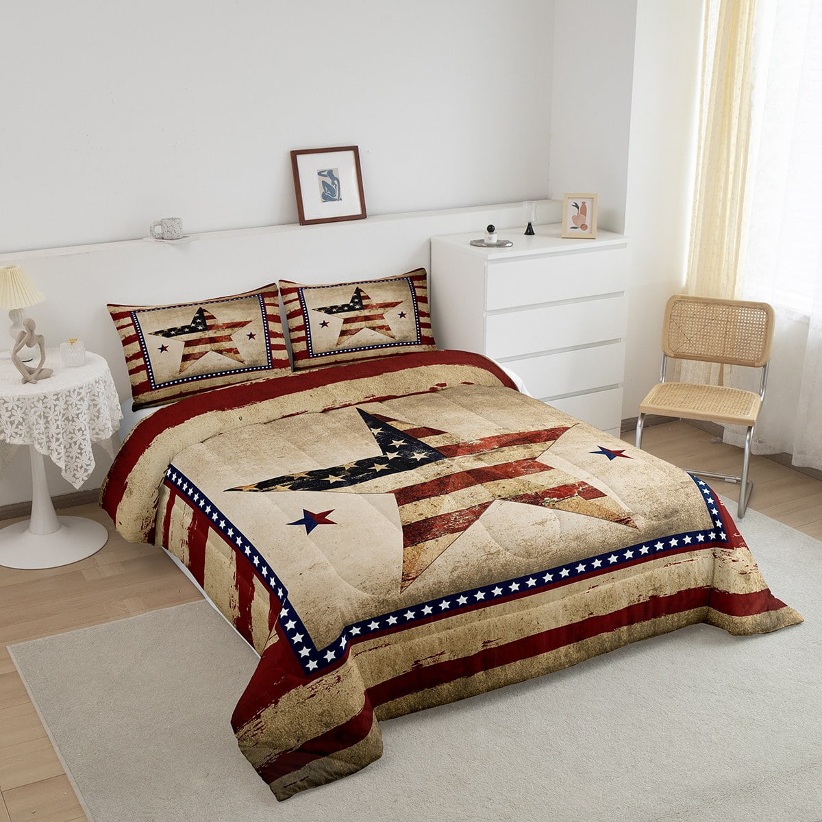 YST Boys Queen Size Bedding Set American Flag Comforter,USA Federations ...