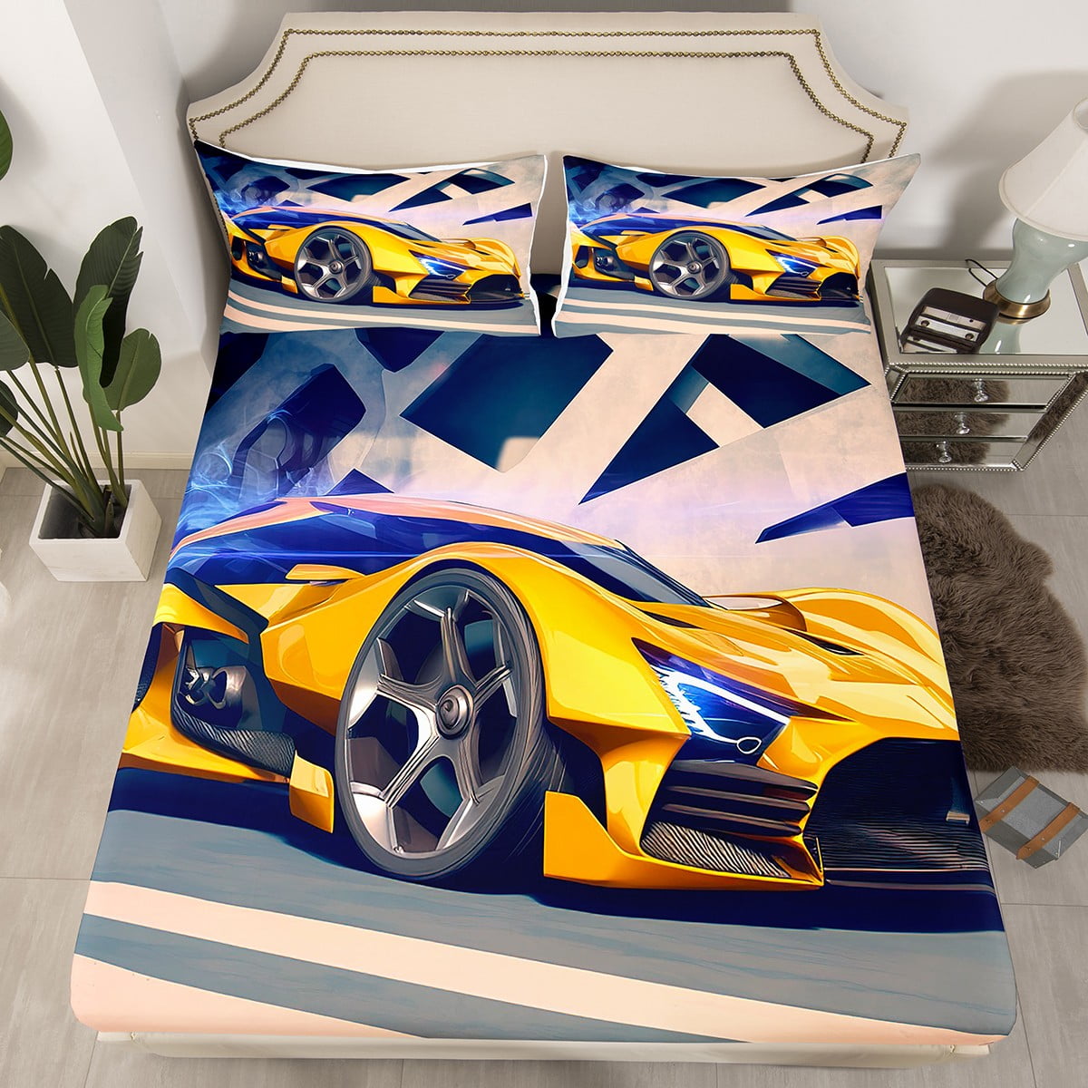 YST Boys Race Car Bedding Full Size Extreme Sports Bed Sheets, Speed ...