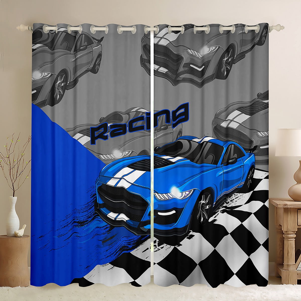 Race Car 30%-50% Blackout Curtains Speed Sports Car Curtains & Drapes ...