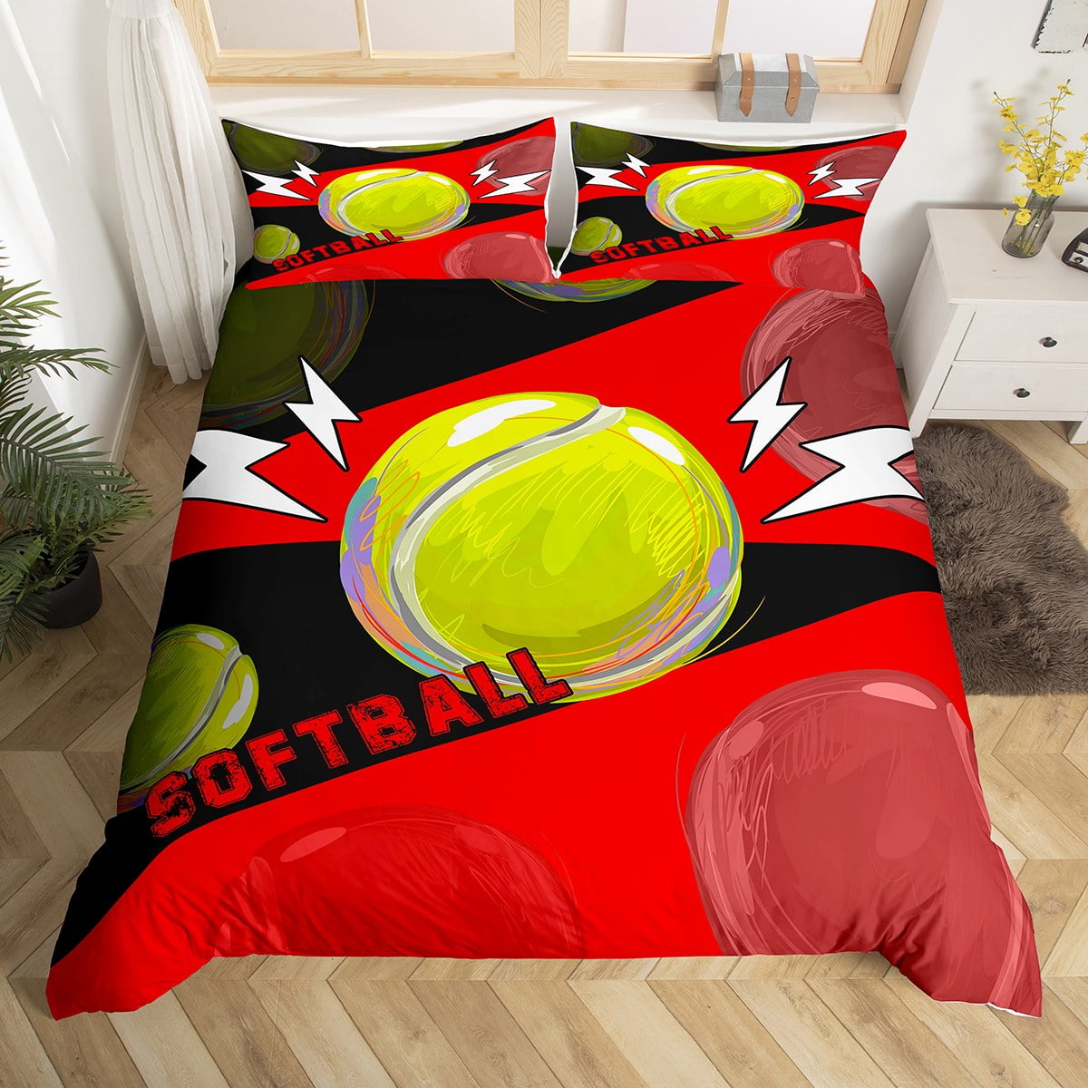 Erosebridal Softball Duvet Cover Full Size Softball Bedding Set Bedroom ...