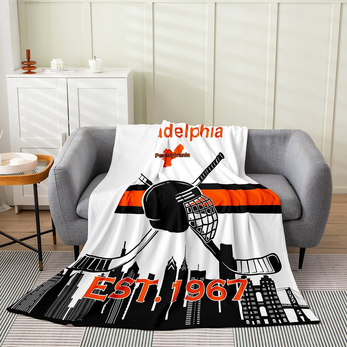 Sports Bed Blanket Queen 90x90 inch,Ice Hockey Puck Flannel Blanket for ...