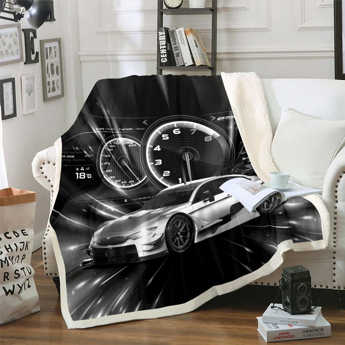 Sports Car Fleece Blanket Cools Speed Automobile Dashboard Throw ...