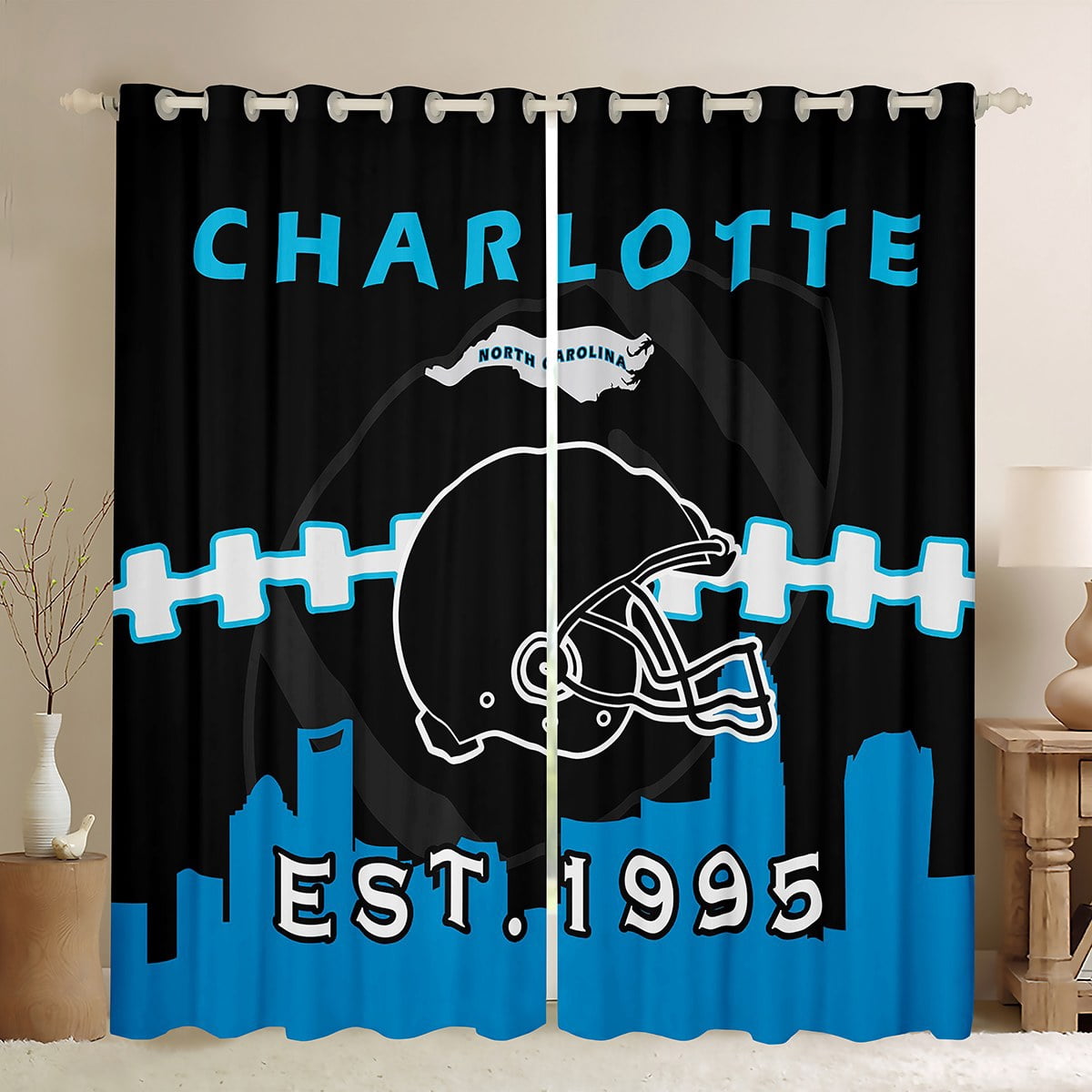 Erosebridal Sports Curtains 42x90 inch,Football Helmet Curtains Drapes ...