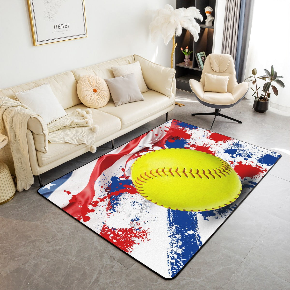 Erosebridal Tennis Ball Accent Rug Set 3x5, American Flag Area Rug ...
