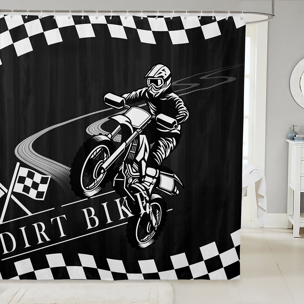 Waterproof Bathroom Curtain Dirt Bike Bath Curtain, Extreme Sport ...