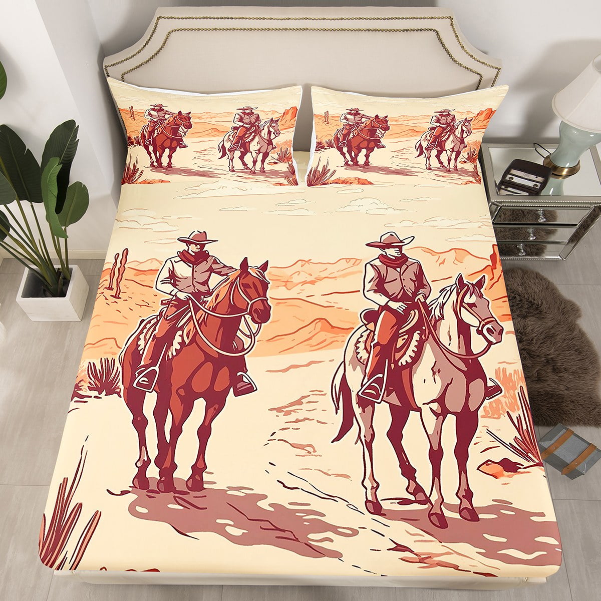 Erosebridal Western Bedding Set Full Cowboy Horse Print Bed Sheets Wild ...